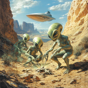 Visualize a group of aliens, with their unique and diverse appearances ...