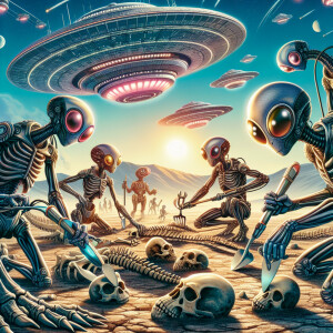 Visualize a group of aliens, with their unique and diverse appearances ...